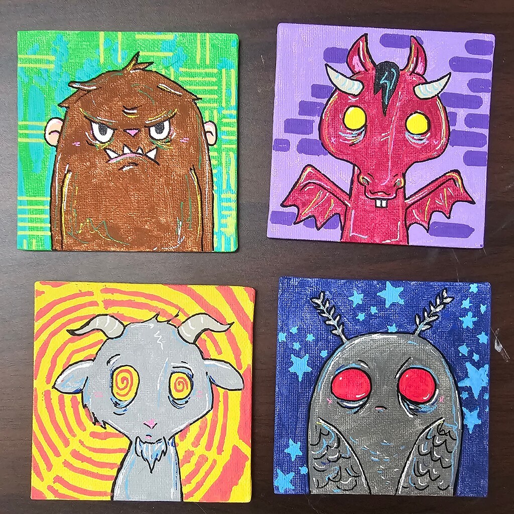 Cryptid Monsters 4x4 Art - Completed Projects - the Lettuce Craft Forums