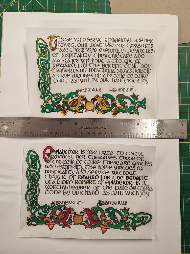 Two 'medieval' award Scrolls SCA - Completed Projects - the Lettuce ...